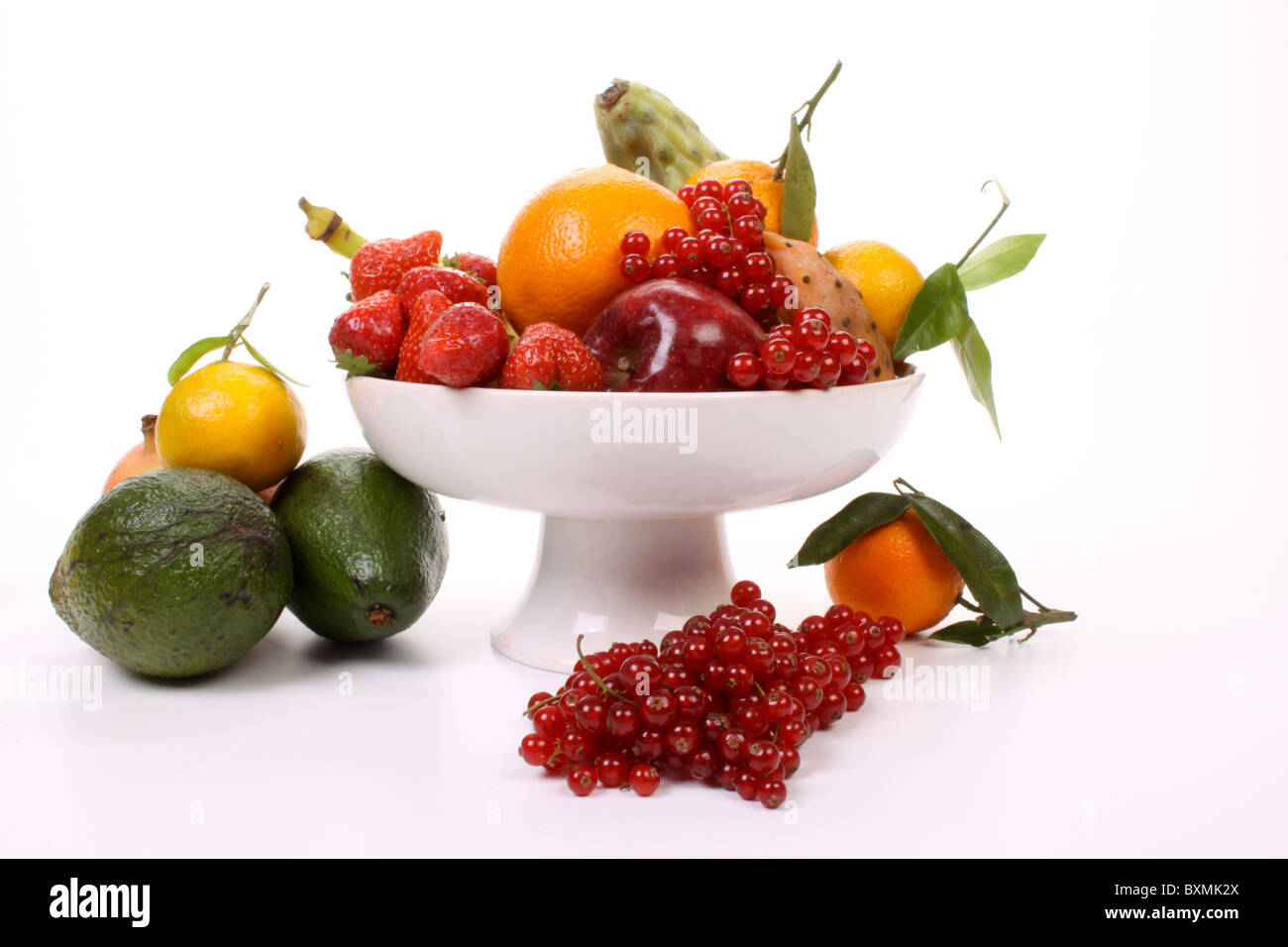 Composition of several fruits on a fruit-dish Stock Photo - Alamy