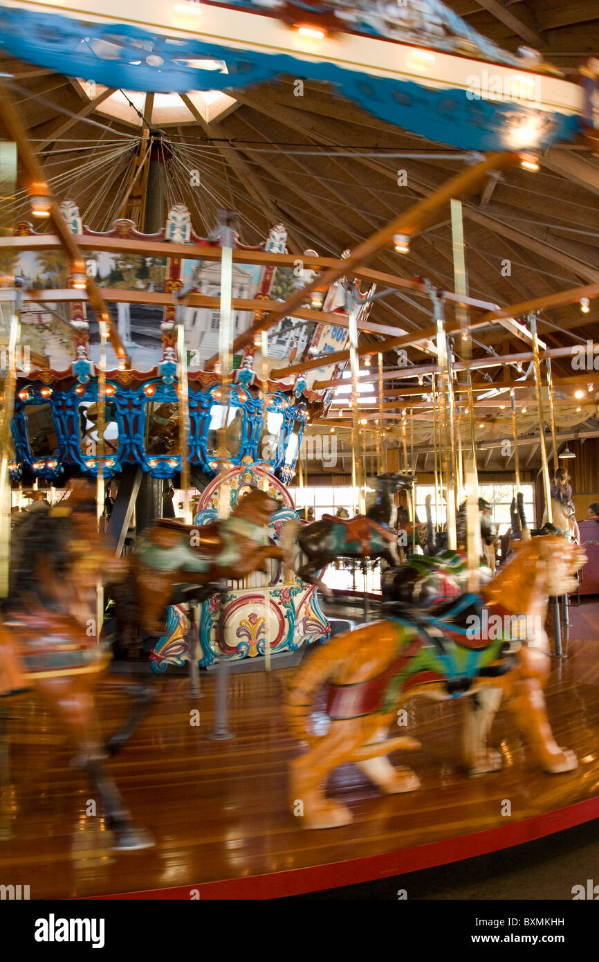 Moving Carousel with motion blur. Carousel at Richland Carousel Park ...