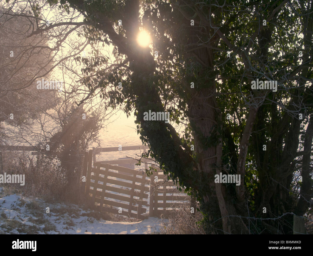 A winter sunset in the countryside Stock Photo - Alamy