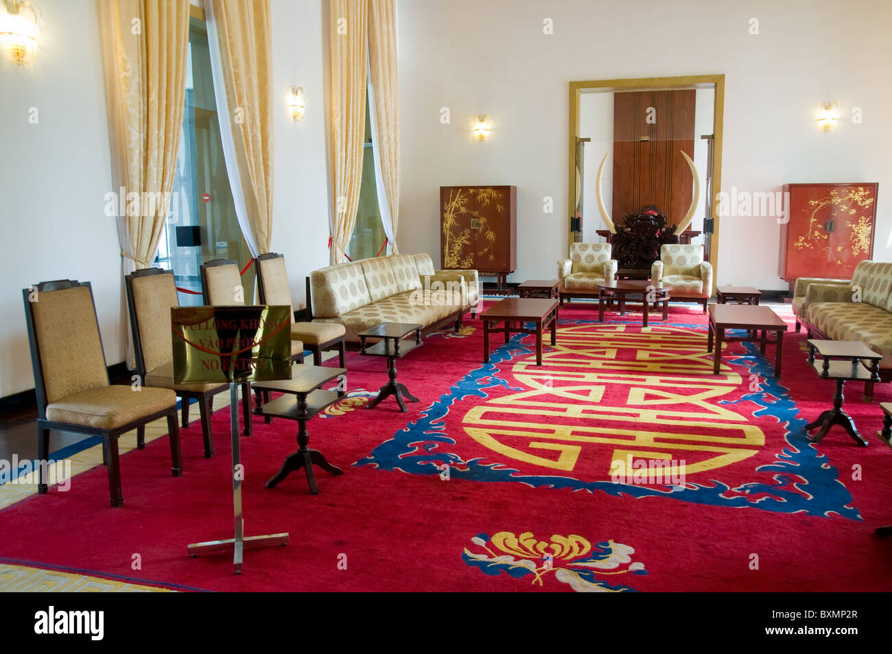 Reception room at the Reunification Palace, previously the Independence ...