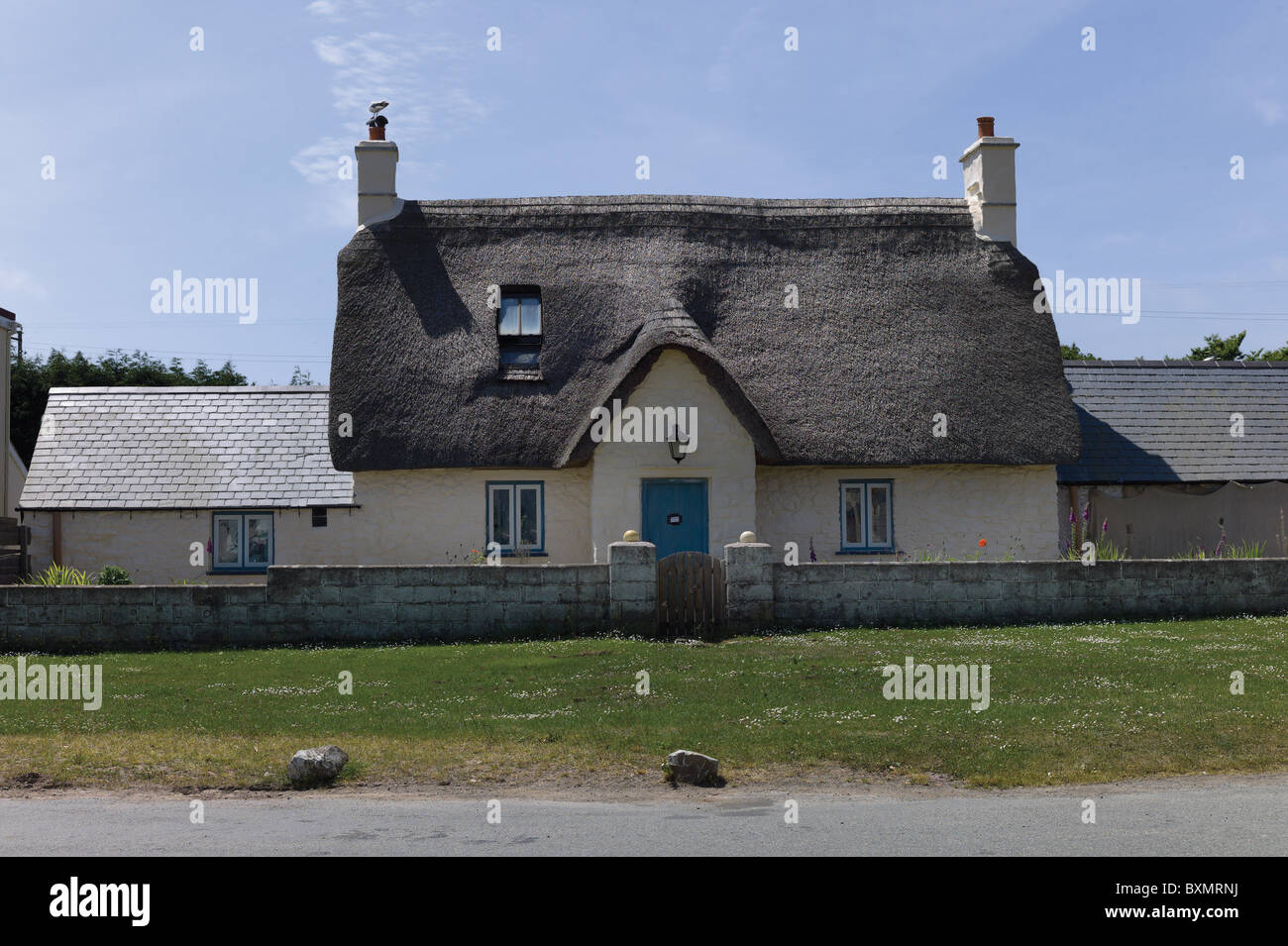 thatched cottage in an welsh village Stock Photo - Alamy