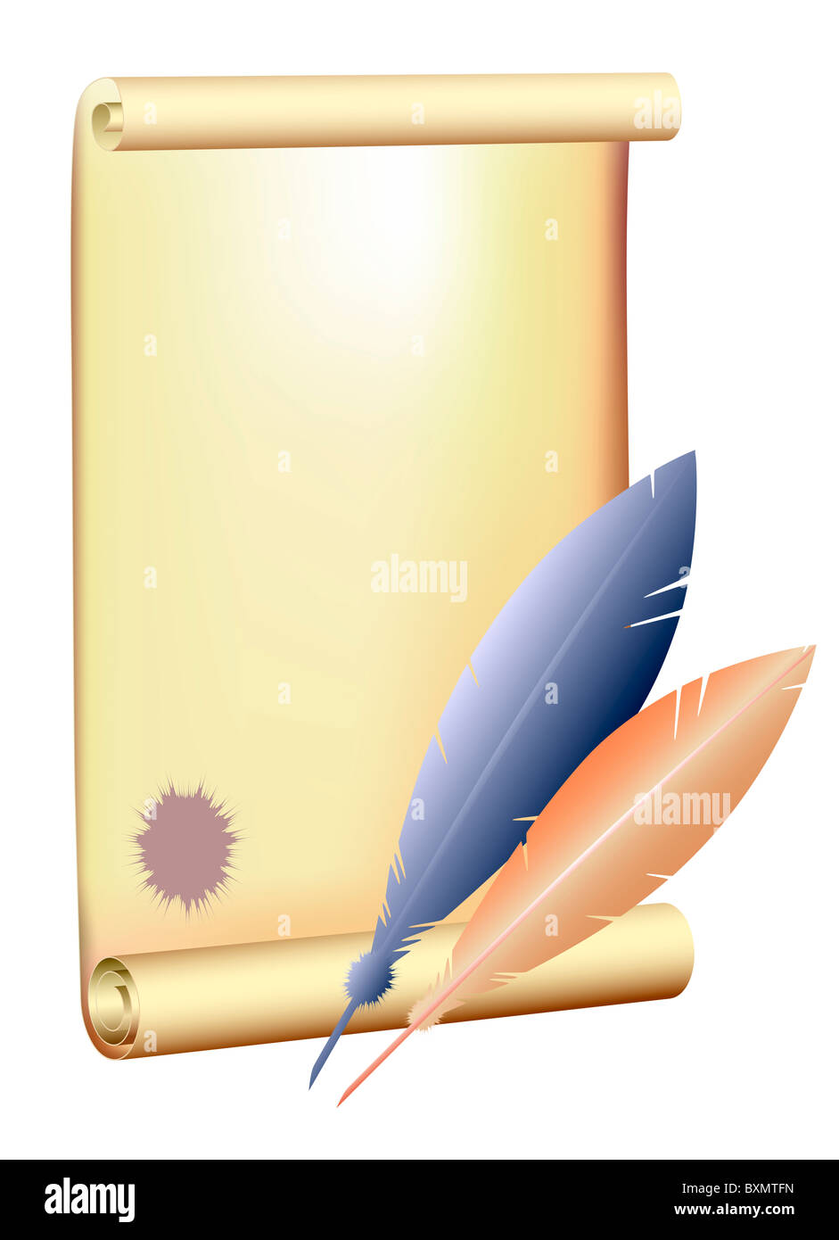 old scroll with quill Stock Photo - Alamy