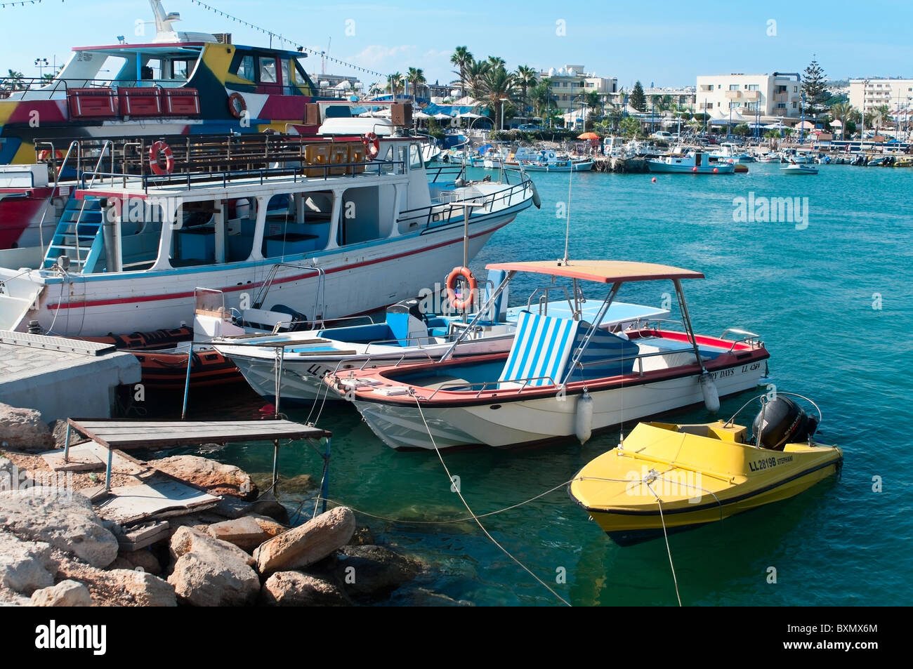 Cruise and sailing ships in Agia-Napa harbor, Cyprus, Mediterranean ...