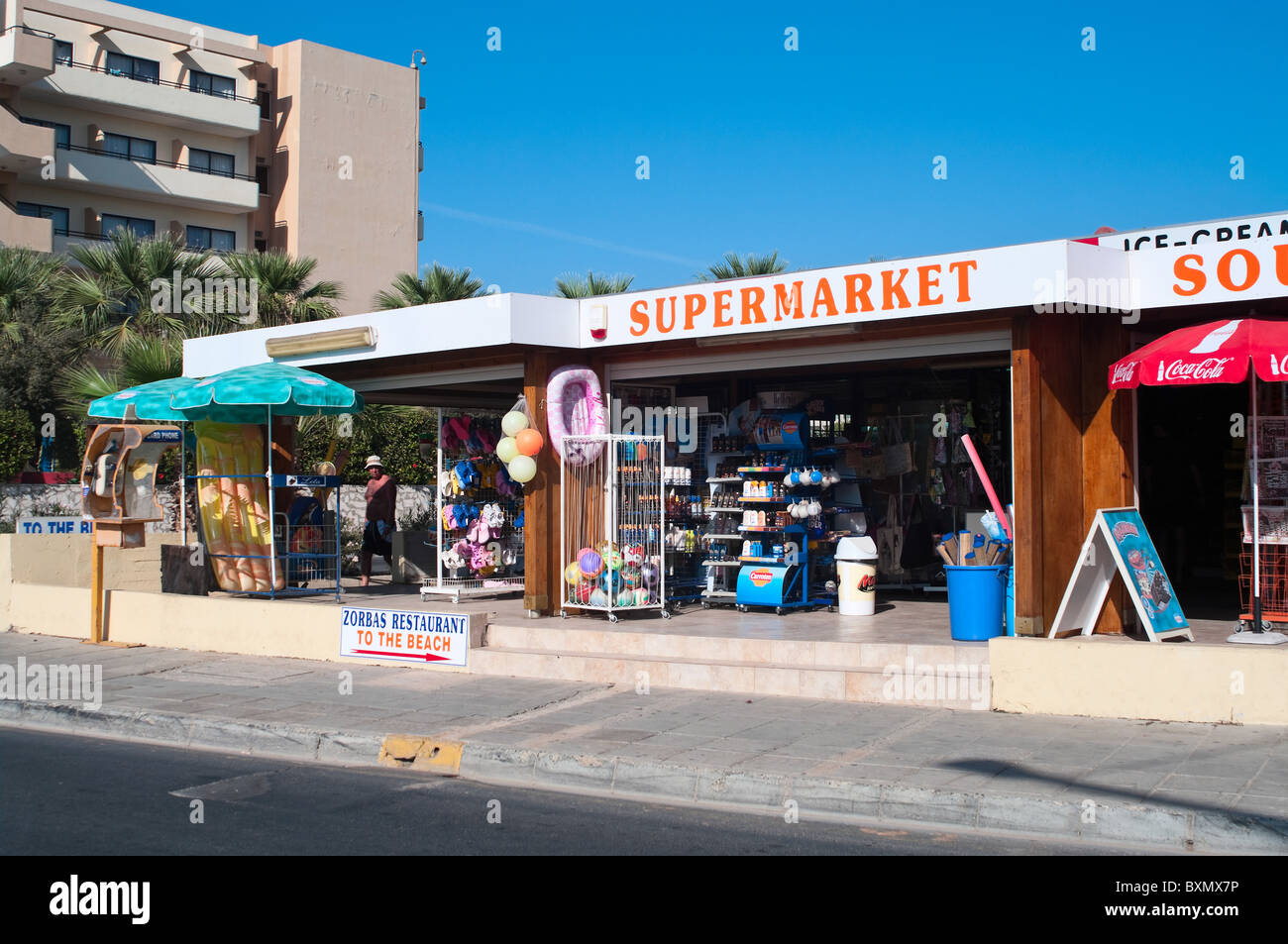 Small shop in center street of Agia-Napa city, Cyprus, Europe Stock ...