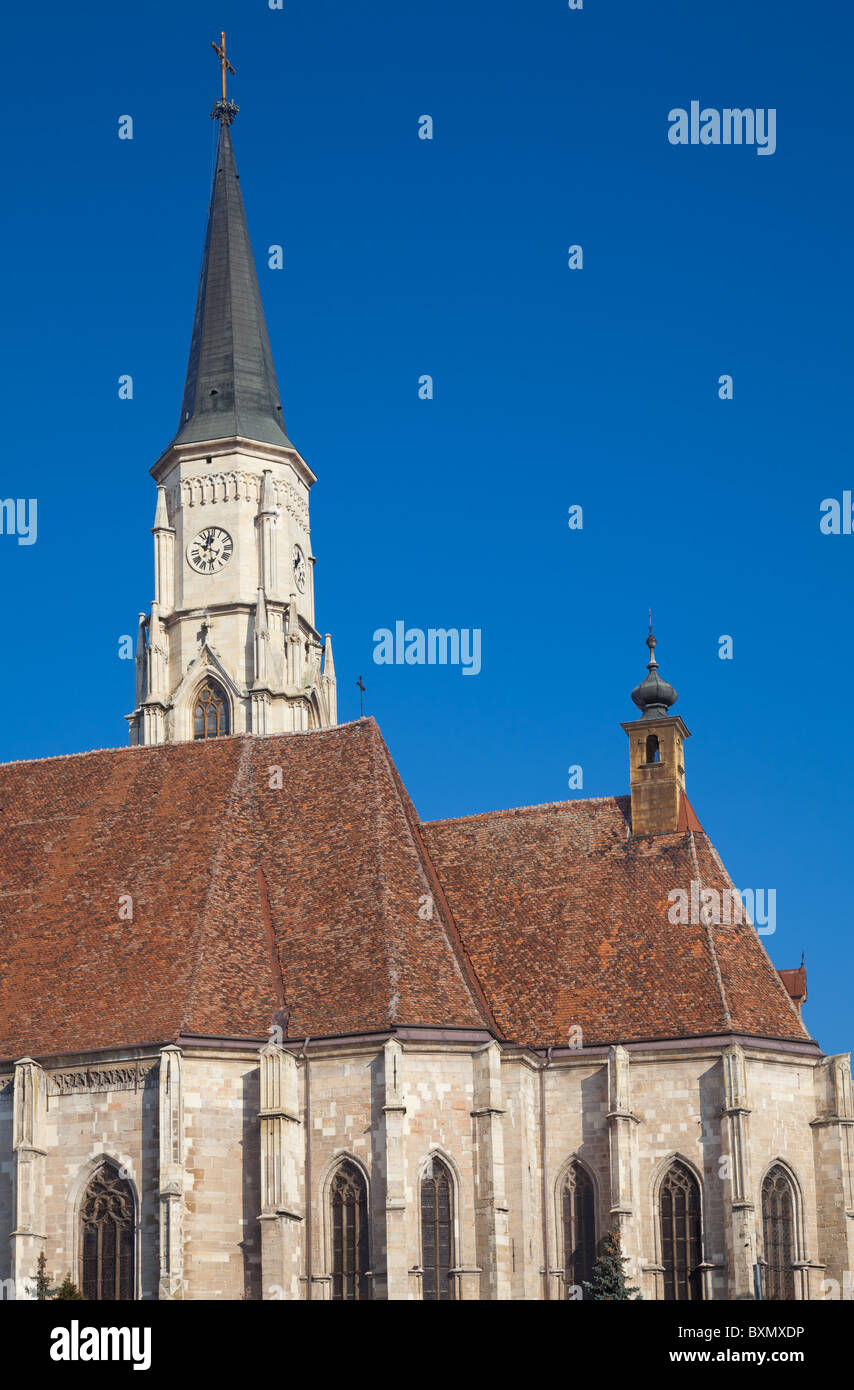 Vertical side view of St. Michael Catholic Cathedral in Cluj Napoca ...