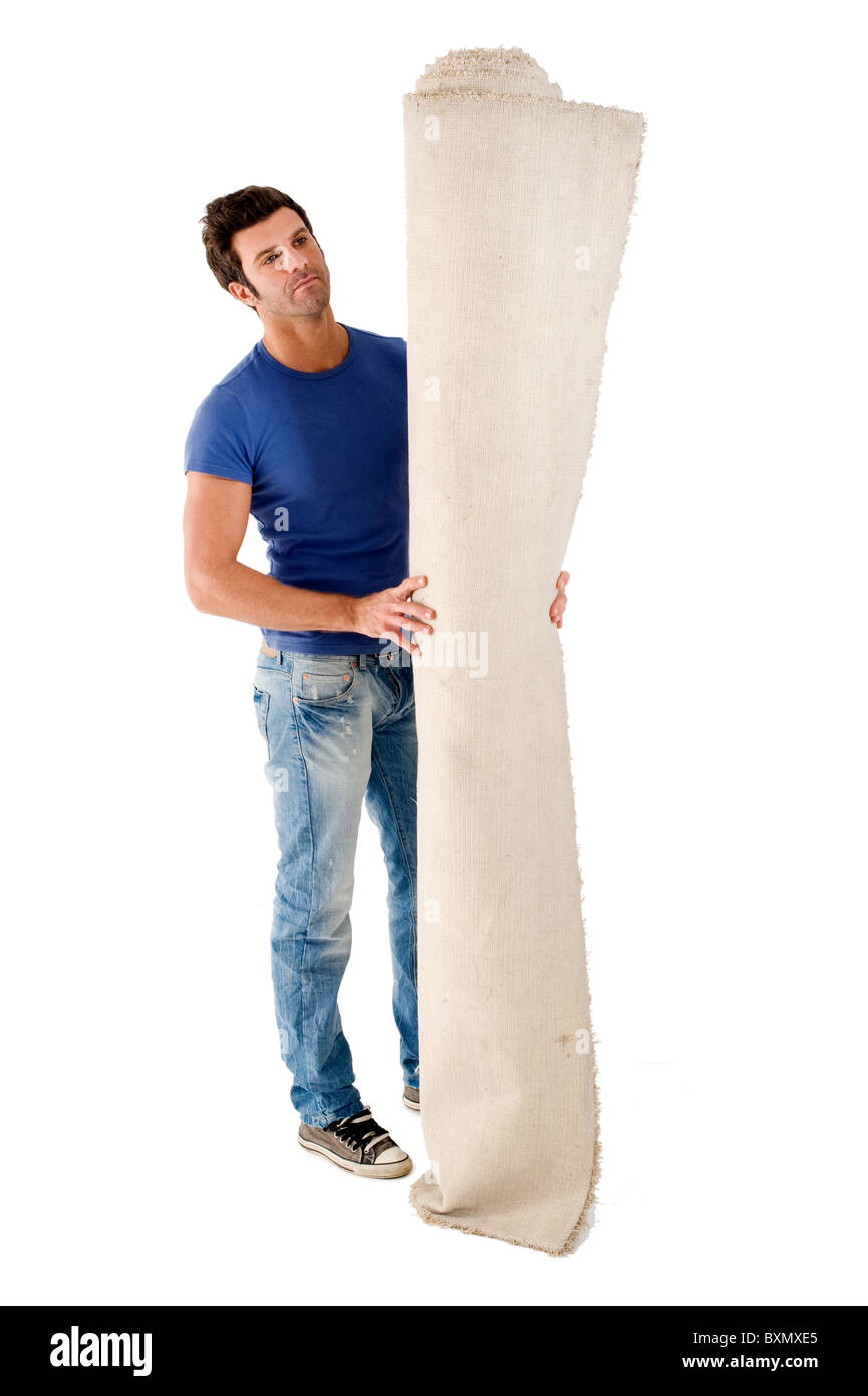man wit a carpet Stock Photo - Alamy