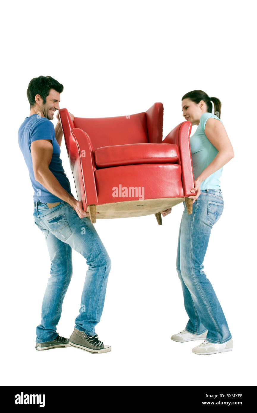 Man carry chair Cut Out Stock Images & Pictures - Alamy