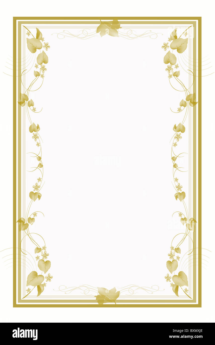 Abstract gold frame over white background Stock Photo - Alamy