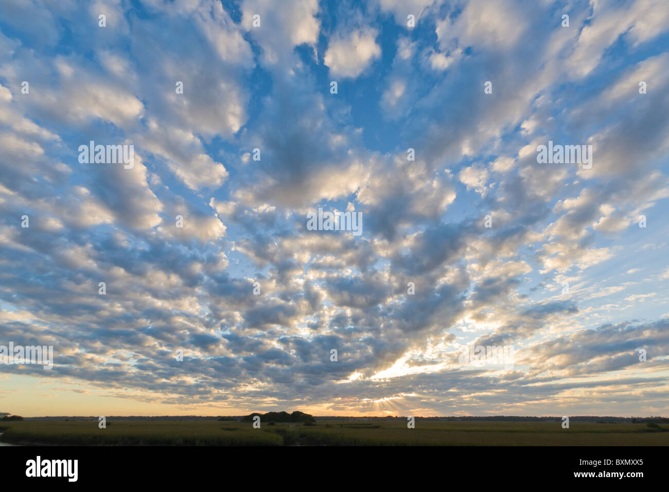 Vast looking sky with white clouds radiating out and blue sky Stock ...