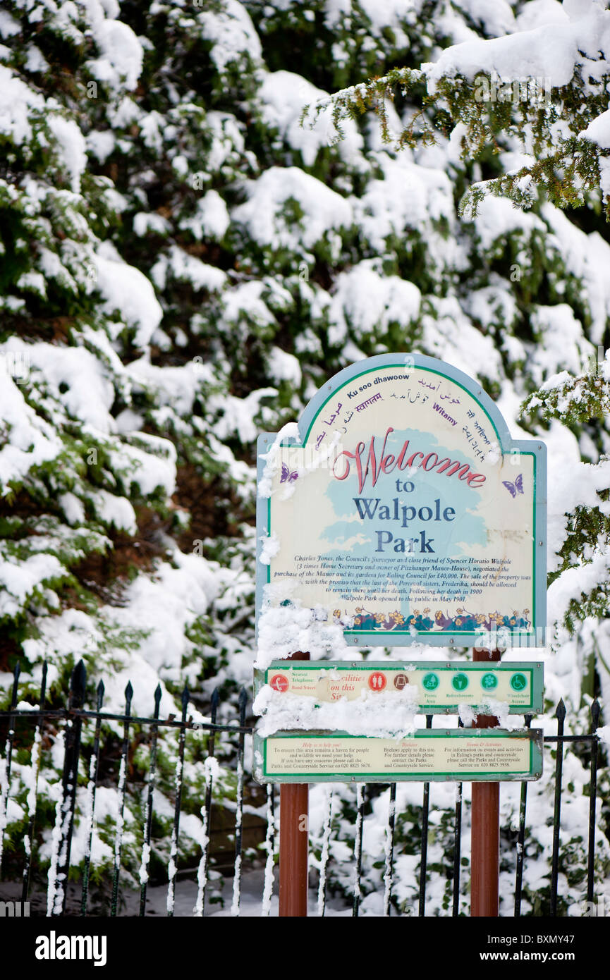 Walpole Park covered in snow, Ealing, London, United Kingdom Stock ...