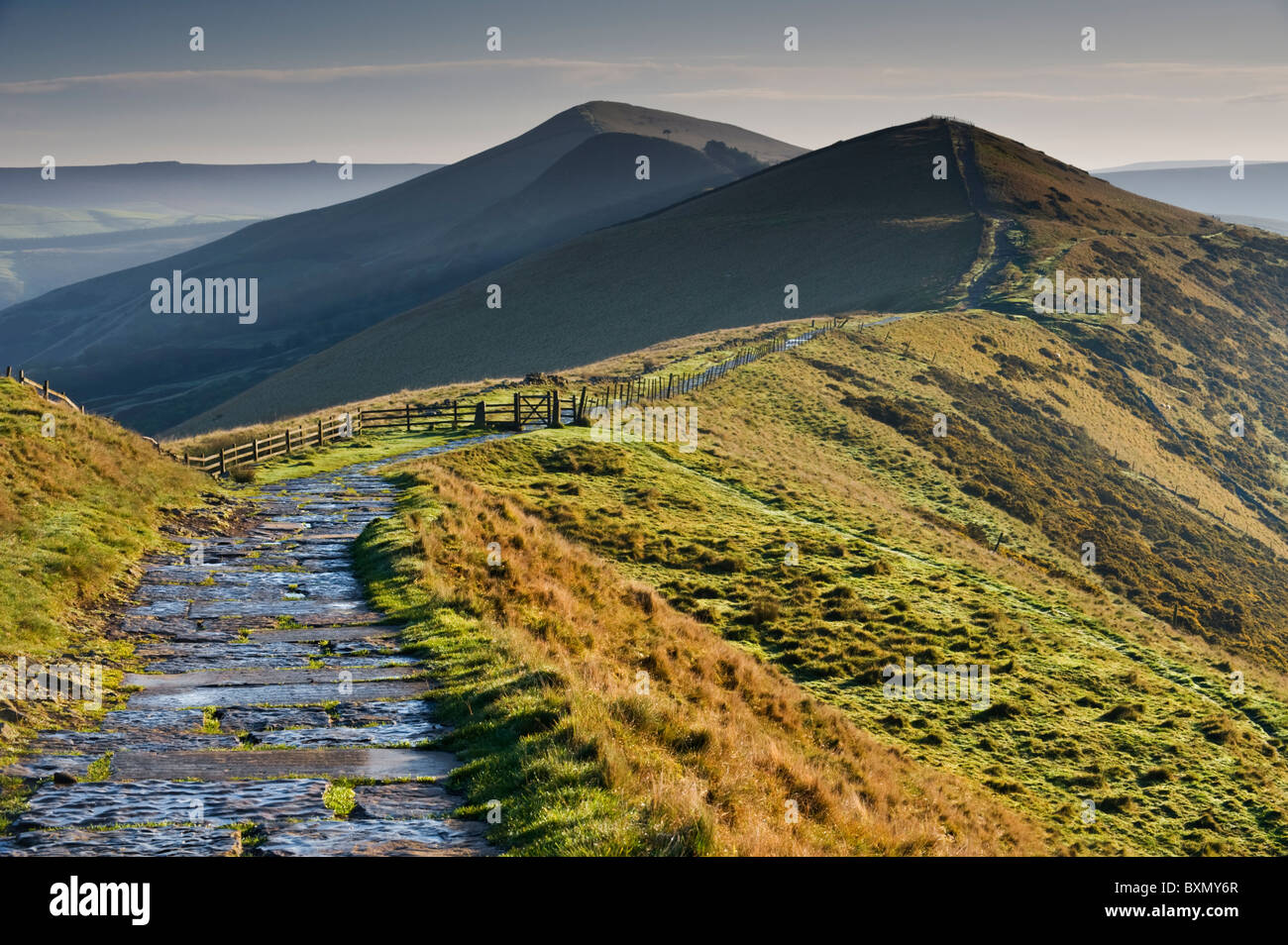 Paved Pathway on The Great Ridge, Near Castleton, Peak District ...