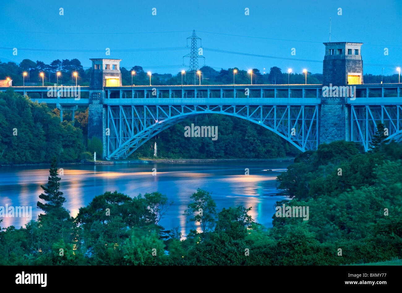 The Britannia Bridge Over the Menai Straights, Anglesey, North Wales ...