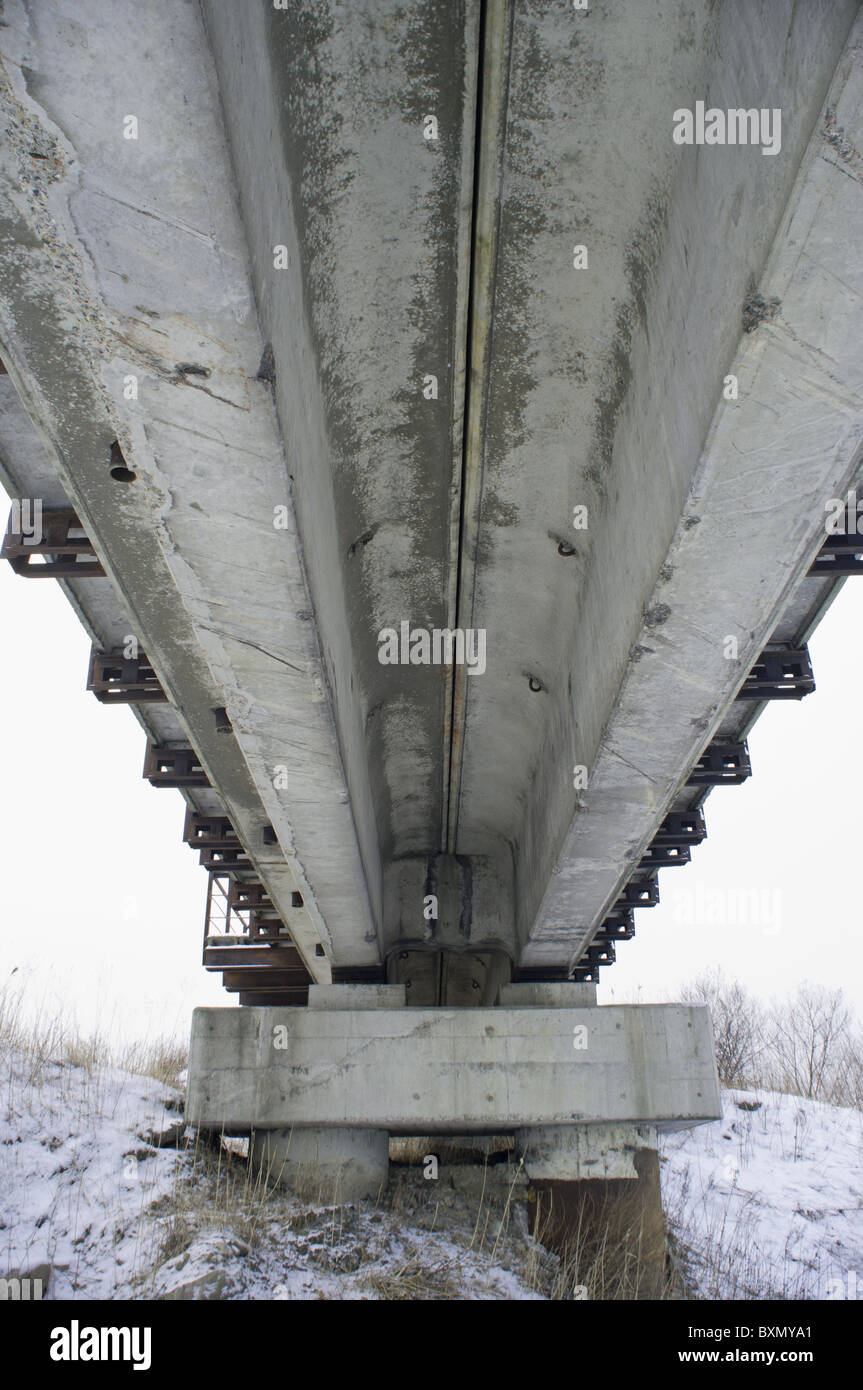 he railway concrete bridge the bottom view Stock Photo - Alamy