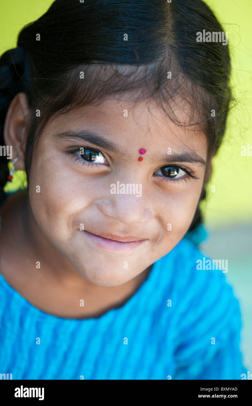 Smiling happy Indian village girl. Andhra Pradesh, India. Selective ...