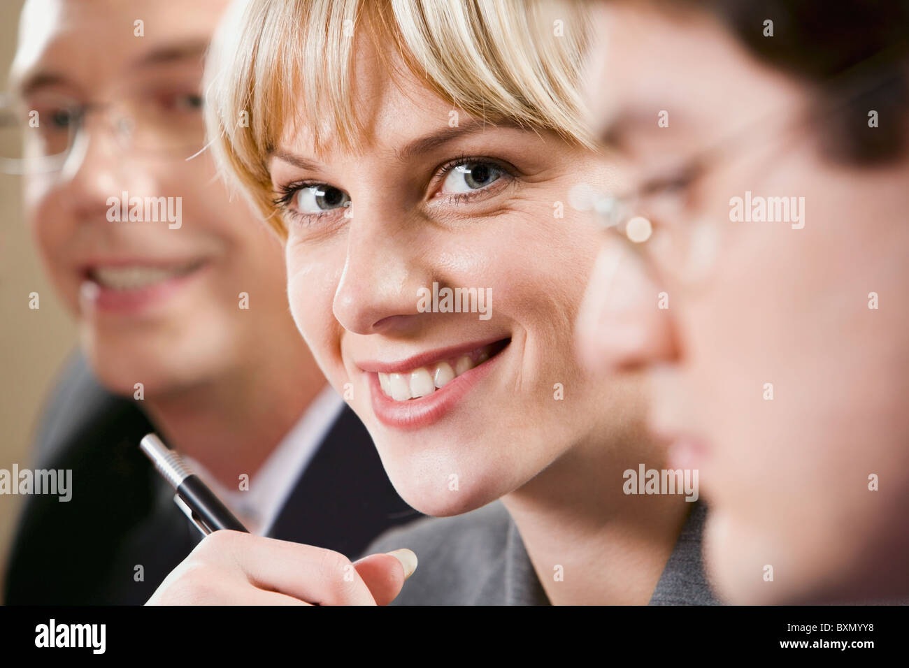 Face of successful young business woman with charming confident smile ...