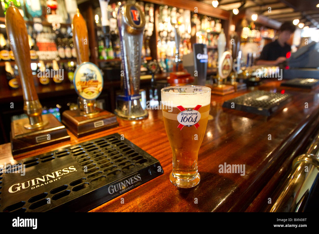 A kronenbourg pint on a bar hi-res stock photography and images - Alamy