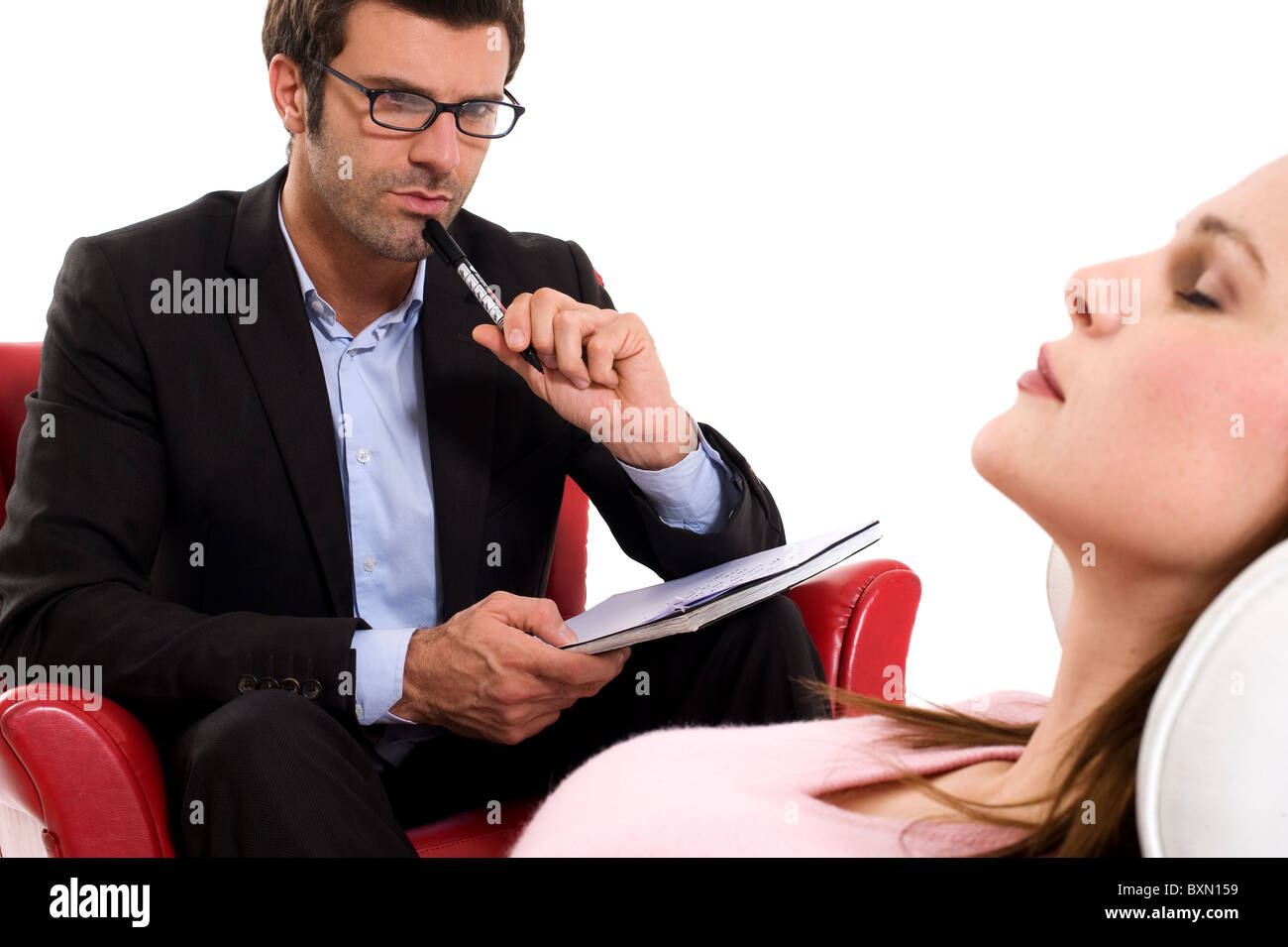woman by the psychologist Stock Photo - Alamy