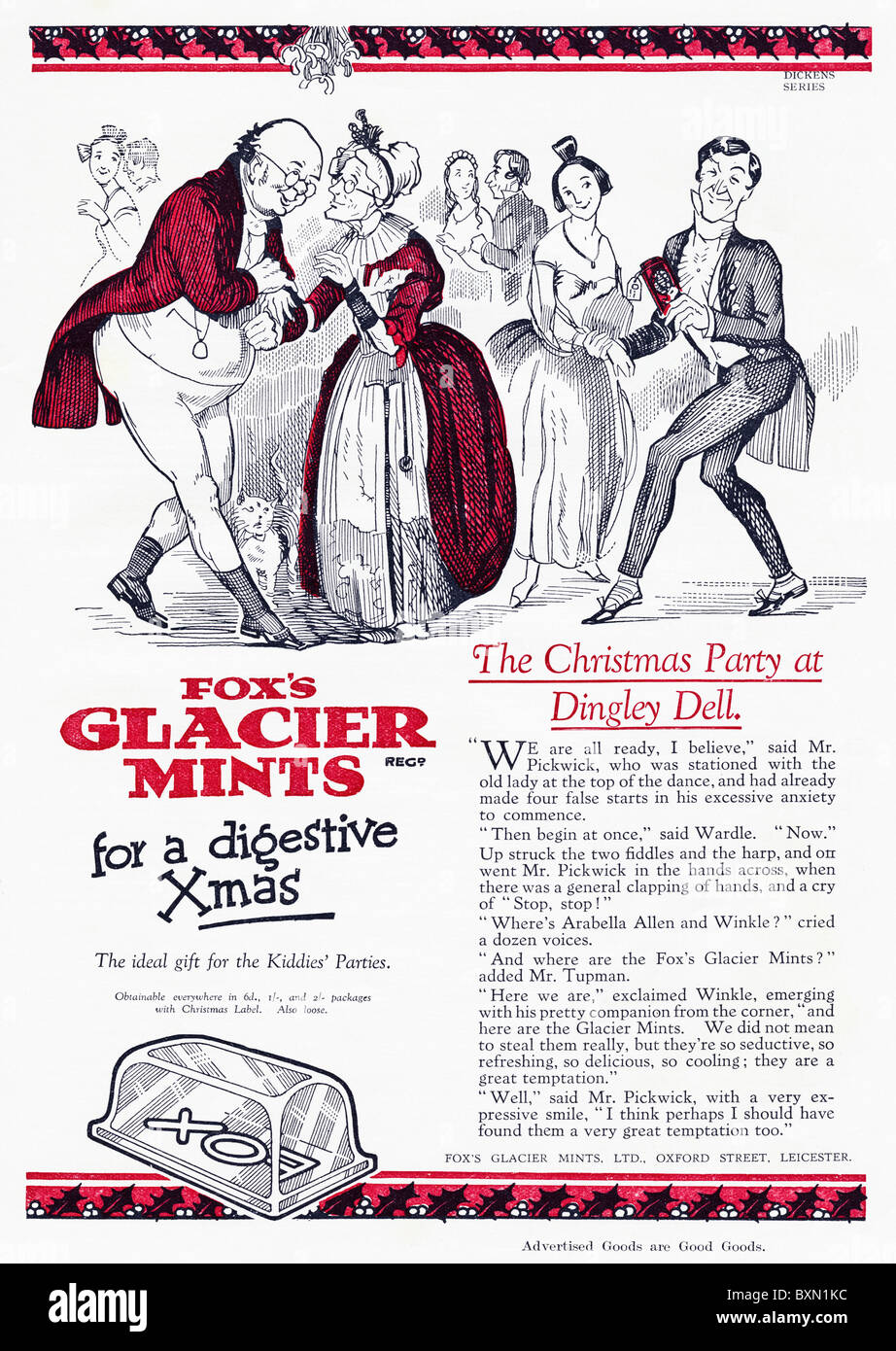 Full page Christmas Xmas advertisement for Fox's Glacier Mints in women ...