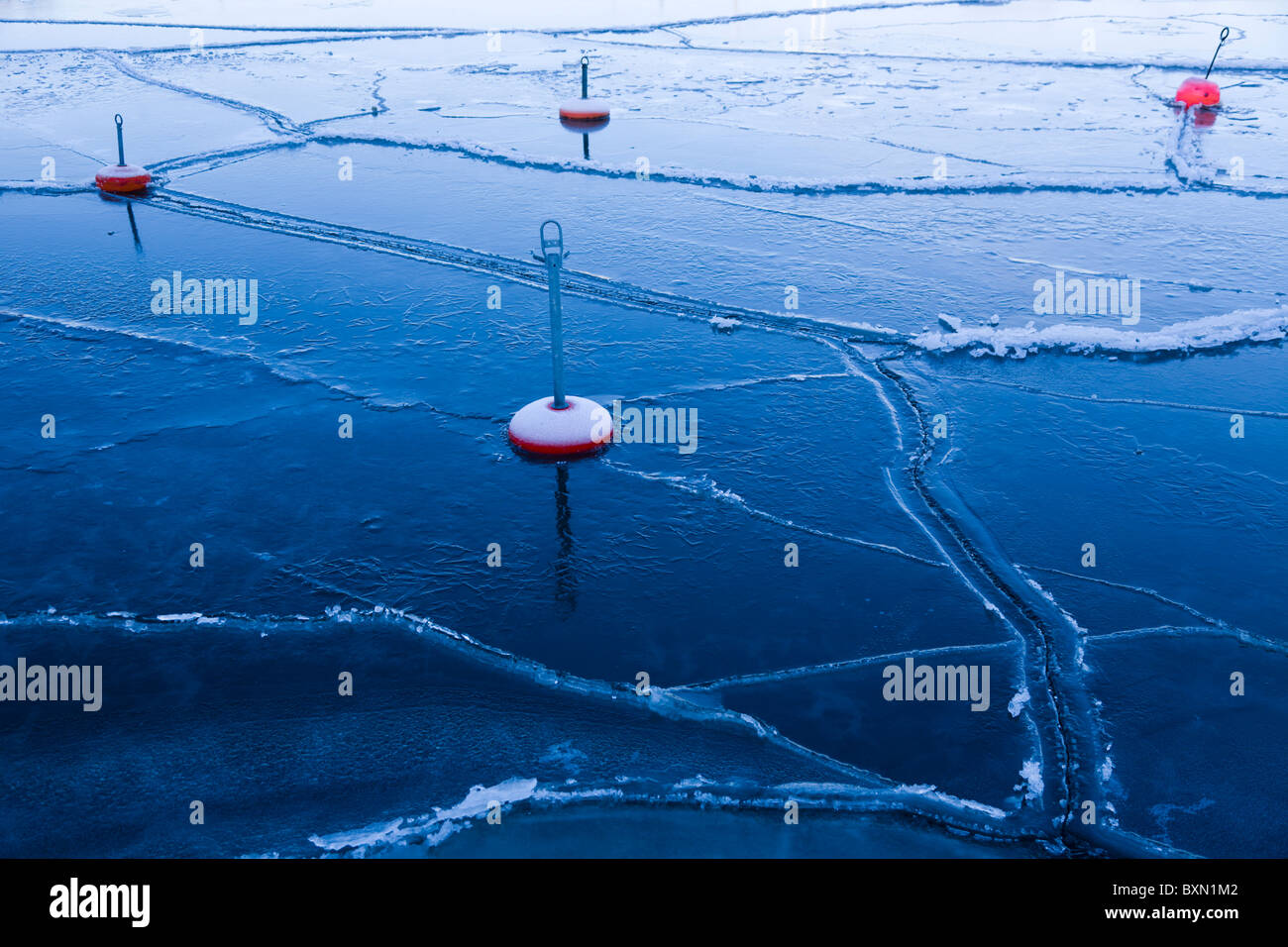 Ice and buoys Stock Photo - Alamy