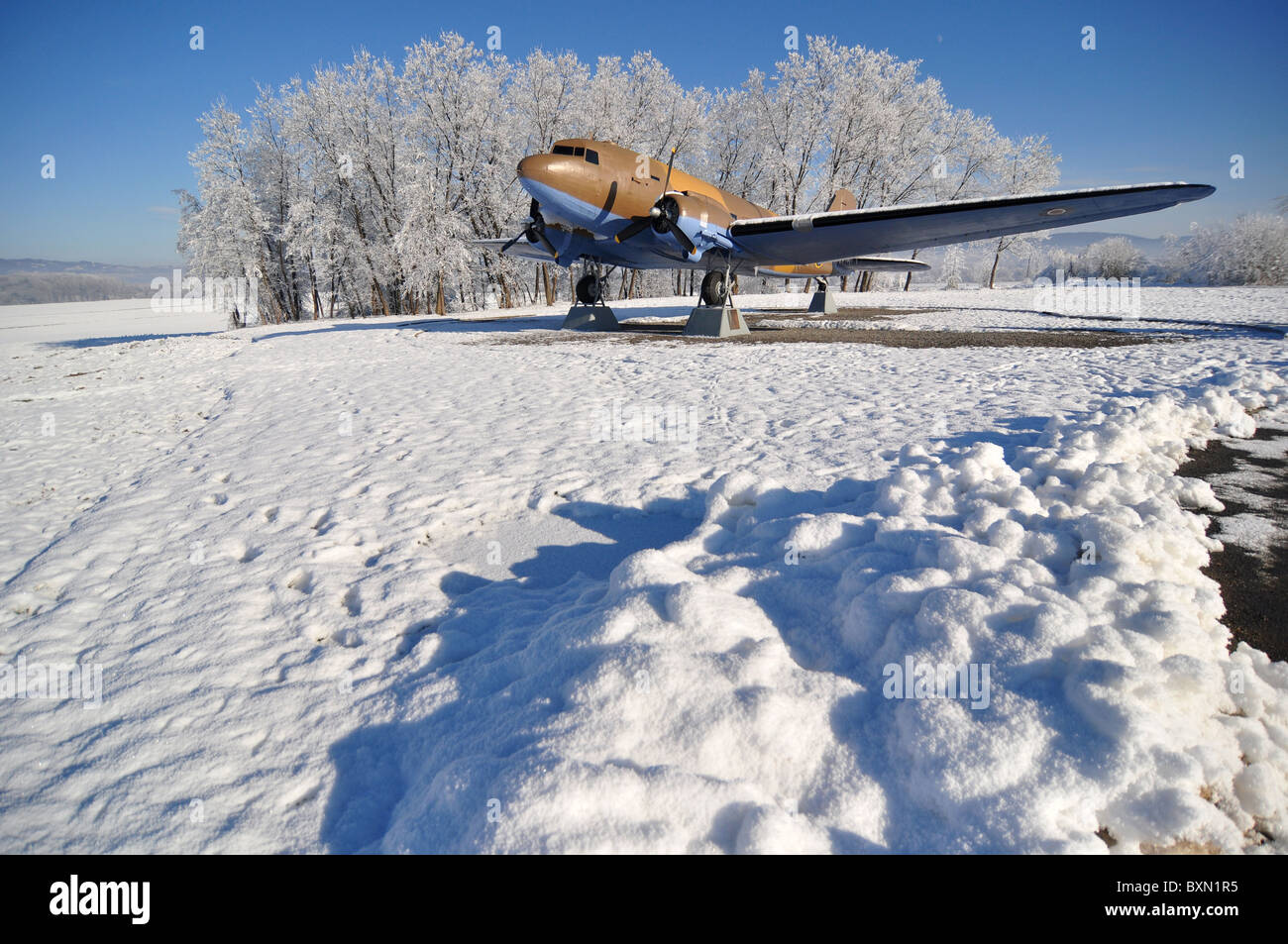 Plane in a winter Stock Photo - Alamy