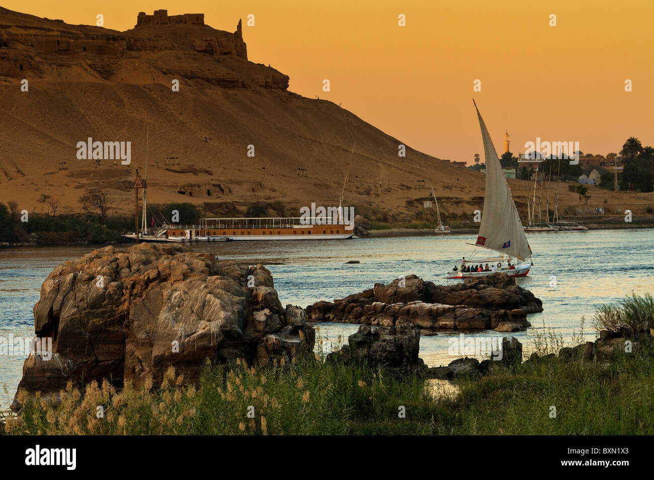 Egypt Aswan Nile At Sunset Stock Photo - Alamy