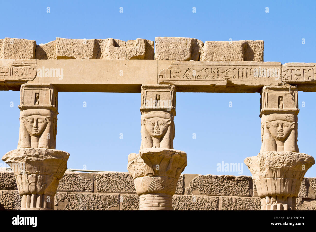 Egypt Aswan Temple Of Isis West Colonnade Stock Photo - Alamy