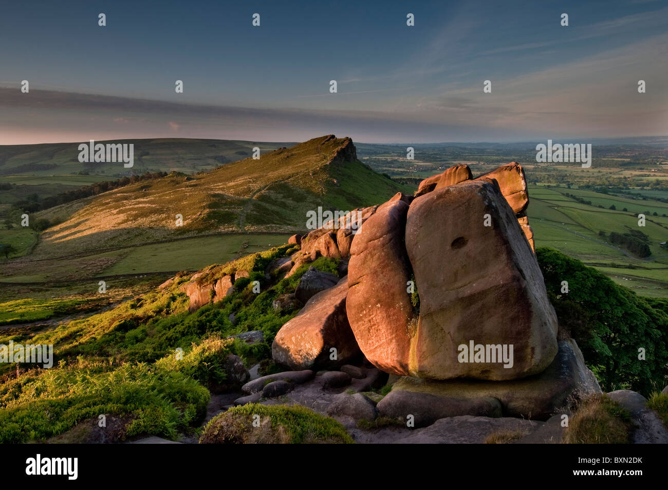 Hen Cloud at Sunrise, The Roaches, The Peak District Stock Photo - Alamy