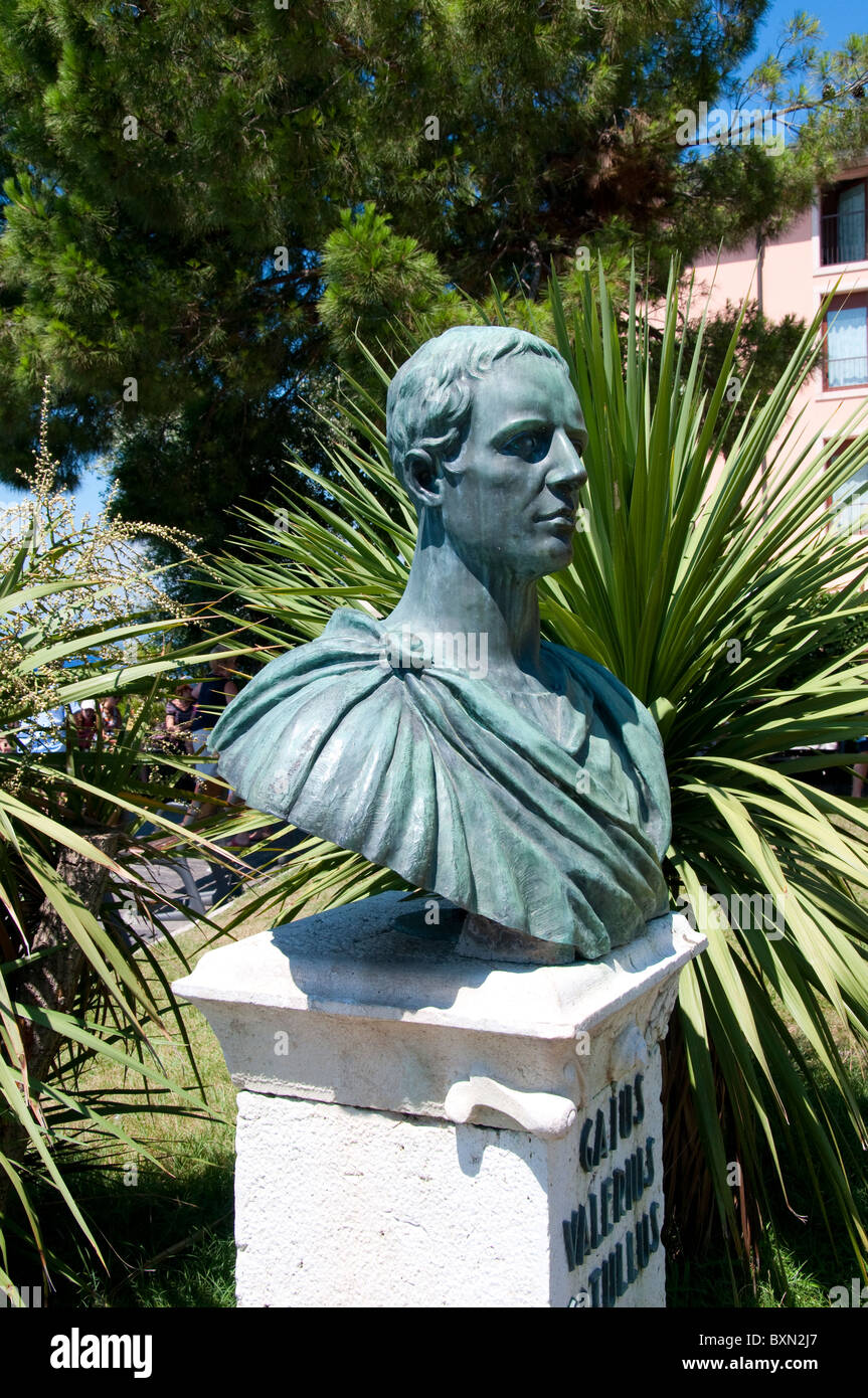 Bust of Roman Poet Catullus in Sirmione on Lake Garda in Northern Italy ...