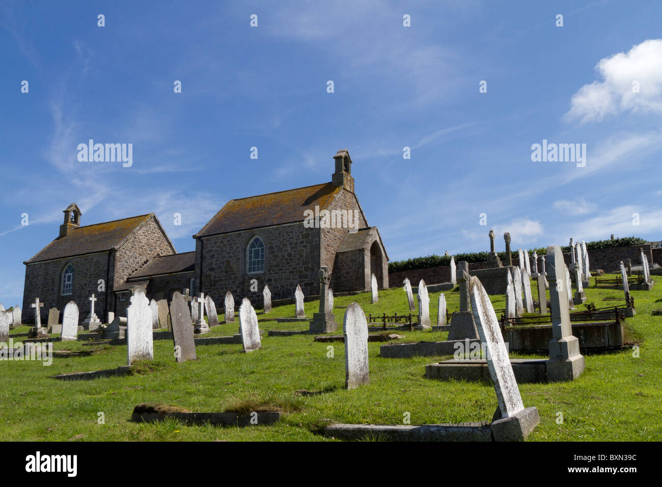 Gravestones and monuments at Barnoon cemetery, St. Ives, Cornwall, UK ...