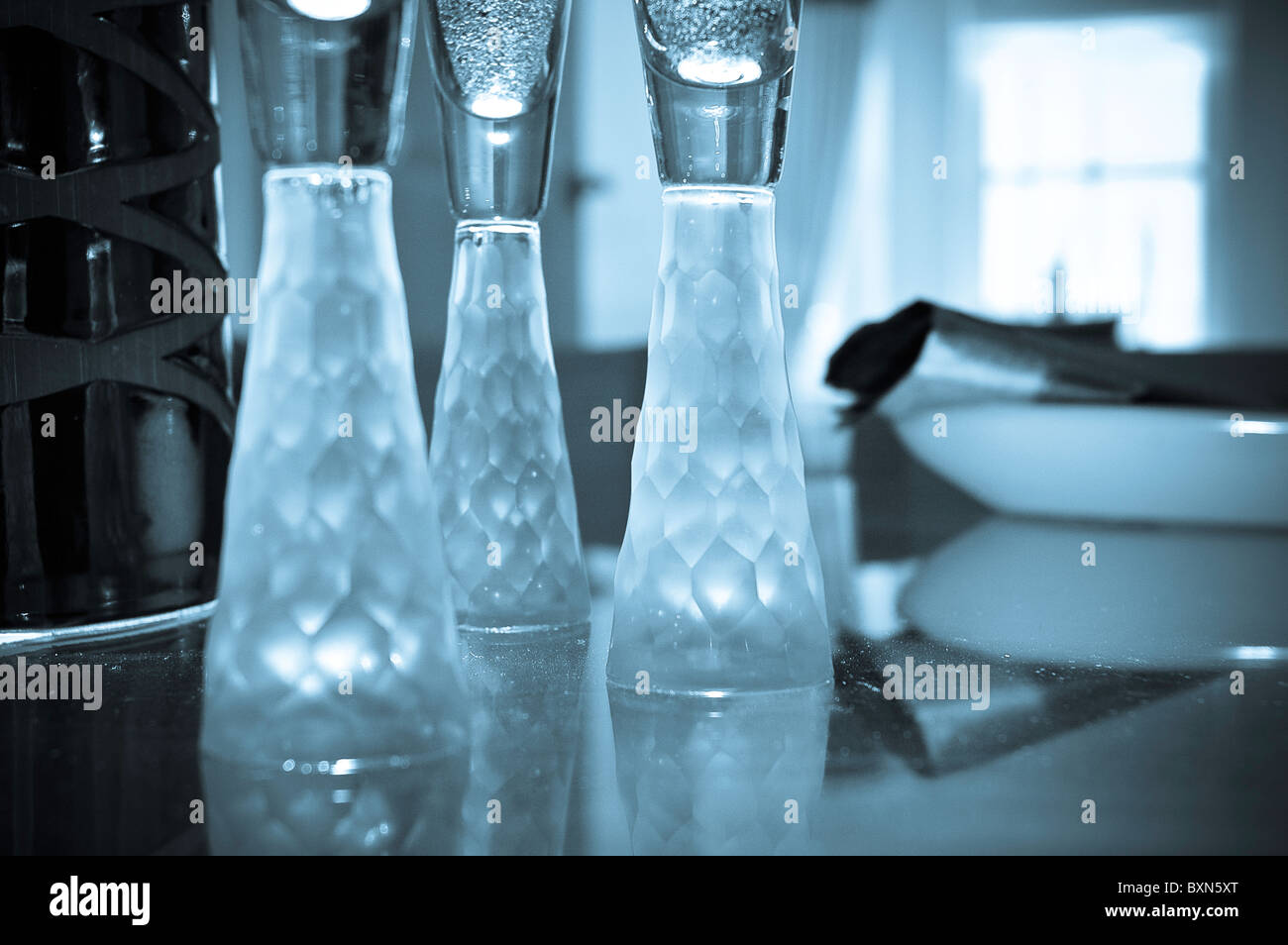 Glass on Dining Table Stock Photo - Alamy