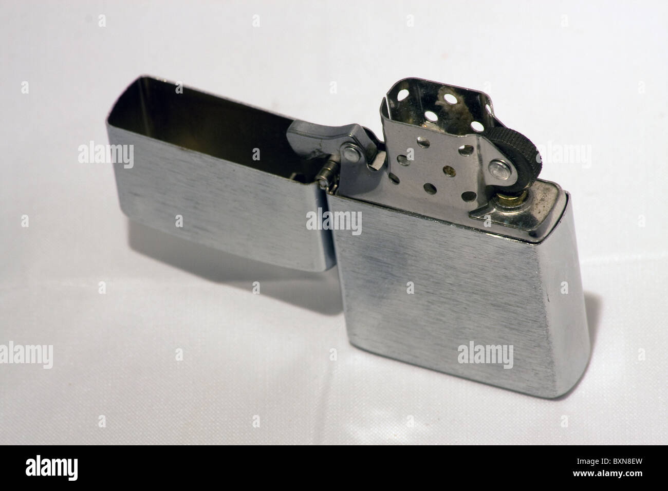 zippo style silver petrol flint cigarette lighter Stock Photo - Alamy
