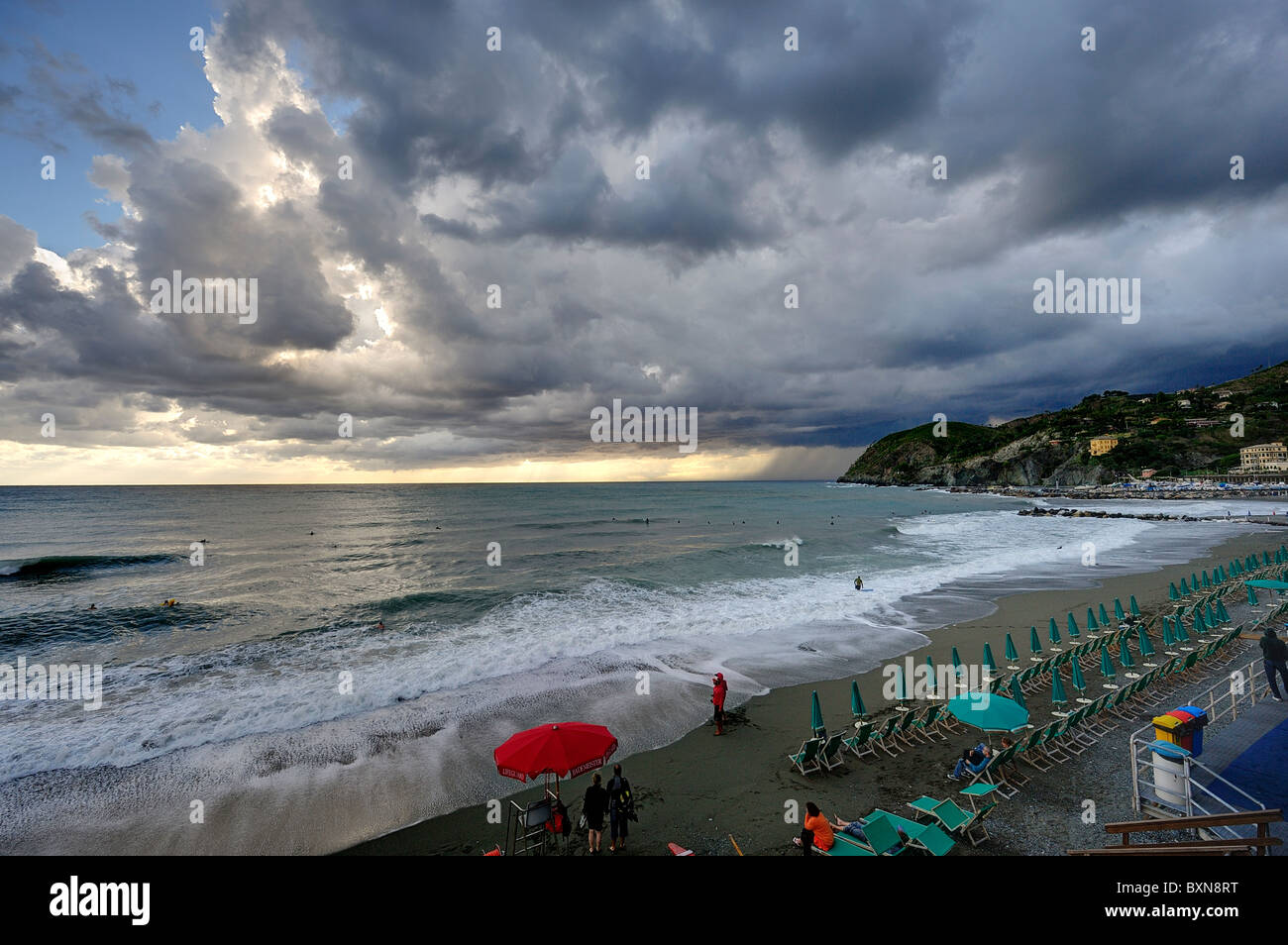 Seaside at Levanto during a thunder storm Stock Photo - Alamy