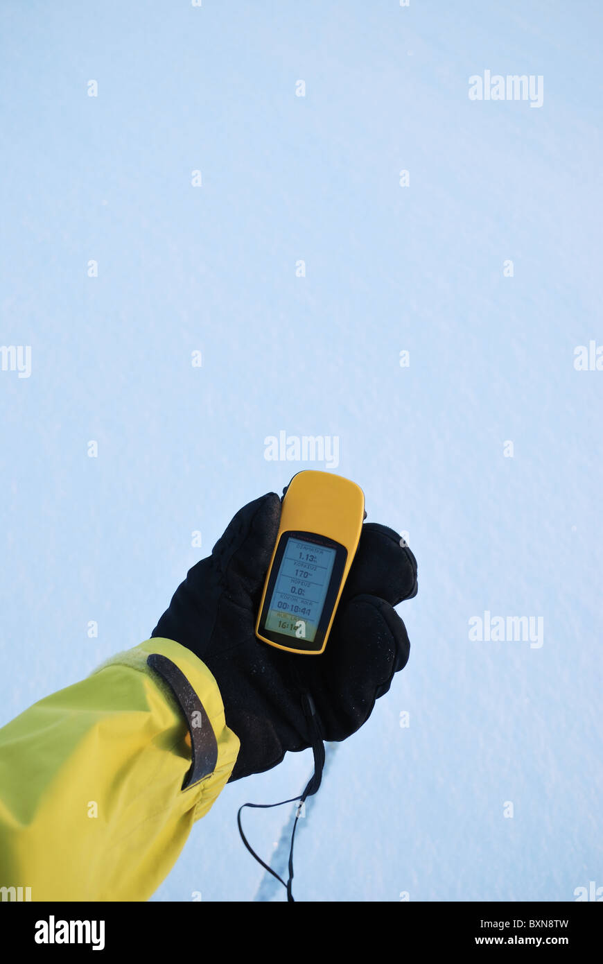 Navigating with handheld GPS device Stock Photo - Alamy