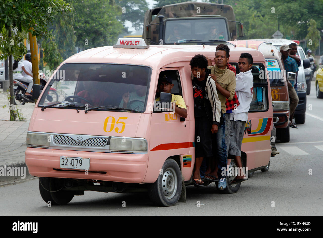 A Mikrolet (minibus) public transport in Dili, capital of Timor Leste ...
