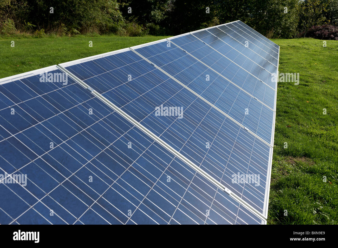 Photo-voltaic solar panels in an array in the UK Stock Photo - Alamy