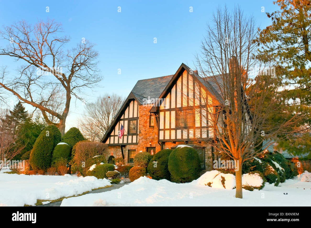 Tudor Slate Roof Brick House