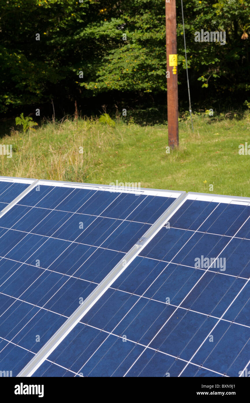 Photo-voltaic solar panels in an array with electricity distribution ...