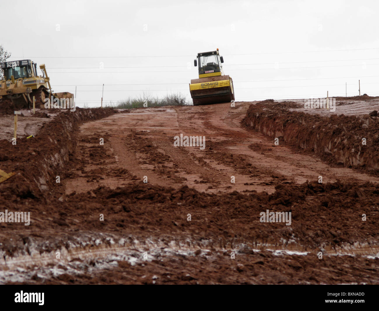 Roller working on construction site in UK Stock Photo - Alamy