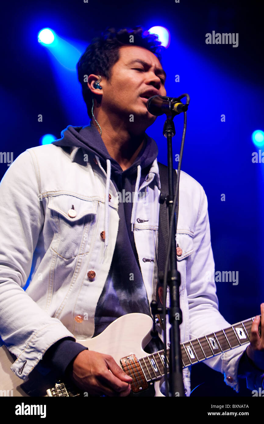 Alternative Rock Band the Temper Trap performing live in concert Stock ...