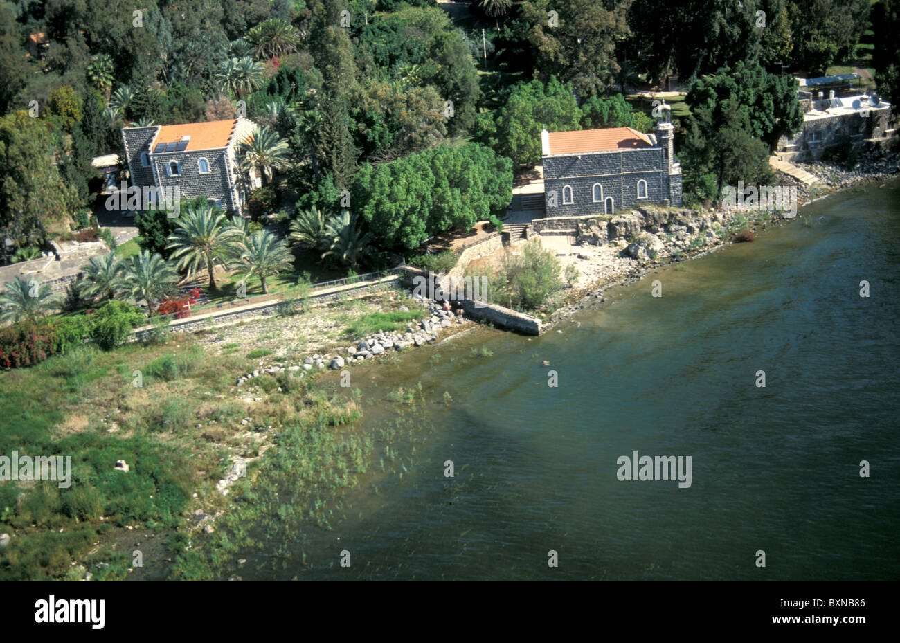 Israel, Sea of Galilee, the Church of St Peter's Primacy, an aerial ...