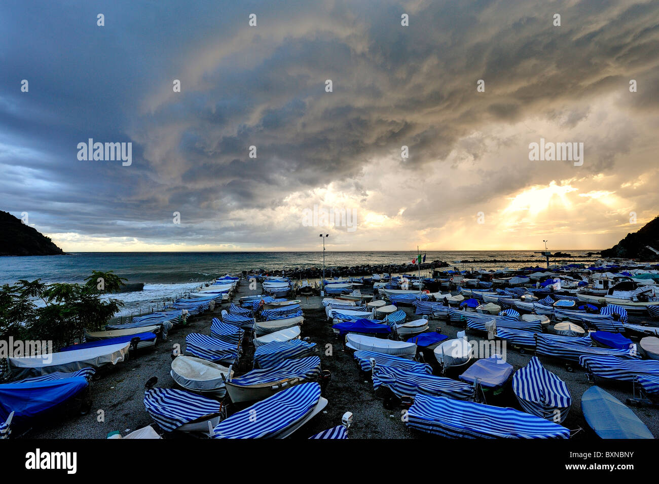 Seaside at Levanto during a thunder storm Stock Photo - Alamy