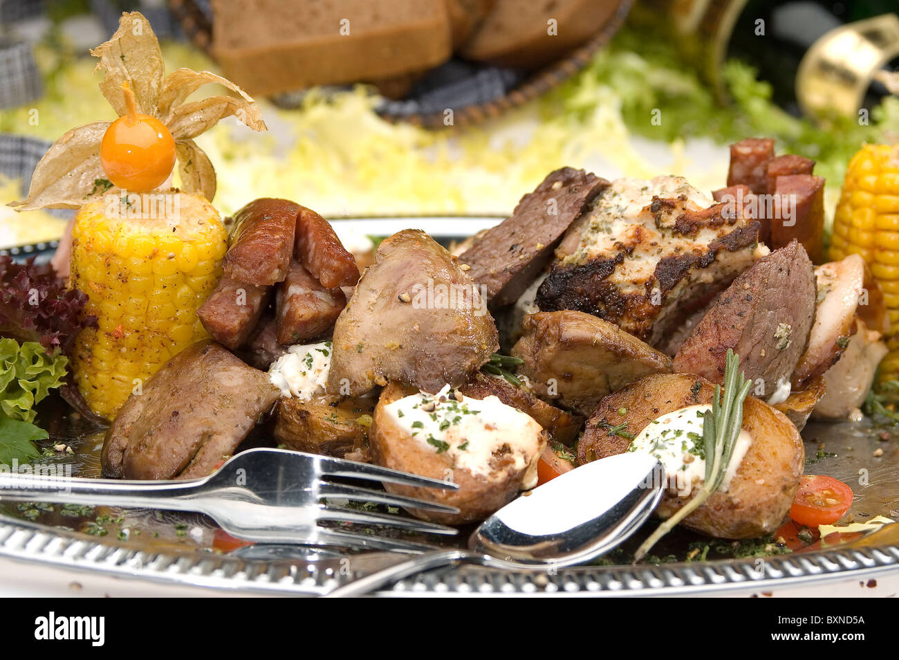 Various kind of grilled meat mexican style Stock Photo - Alamy