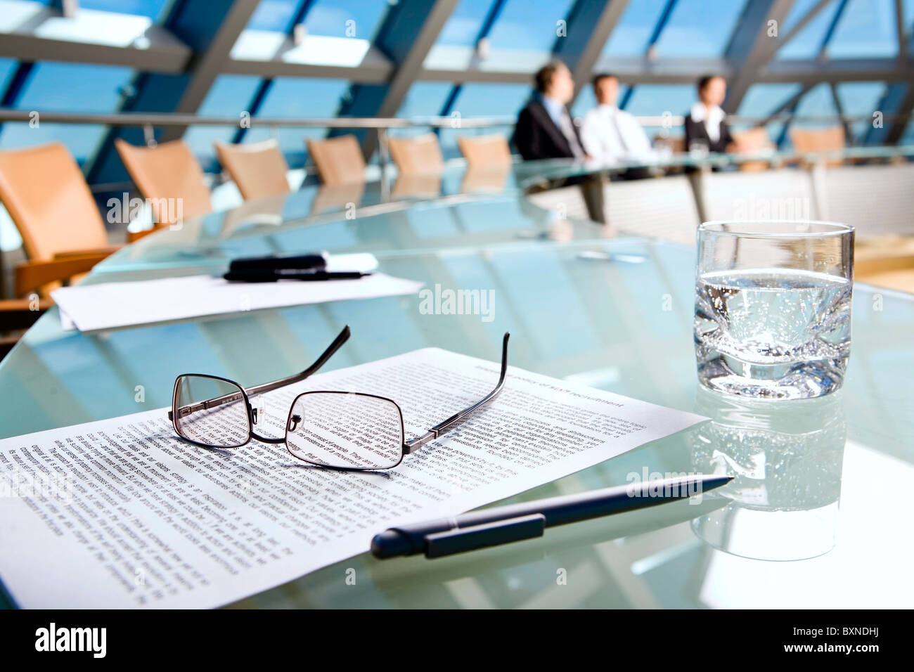 Image of several objects lying on the table in the conference room ...