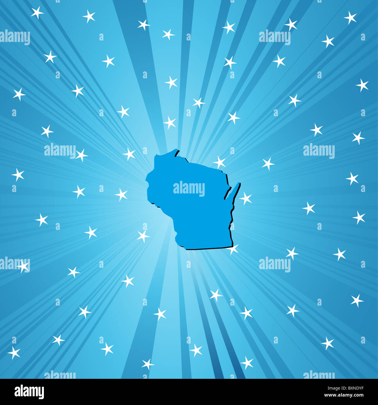 Blue map of Wisconsin Stock Photo - Alamy