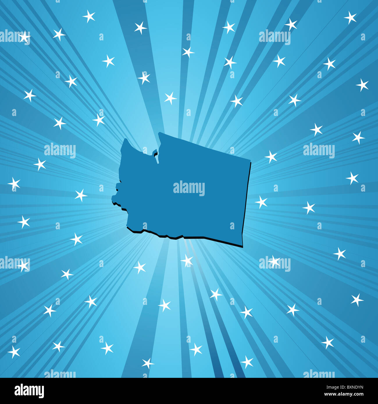 Blue Washington map Stock Photo - Alamy