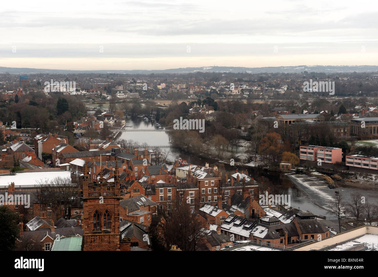 An aerial view of chester and the river dee hi-res stock photography ...