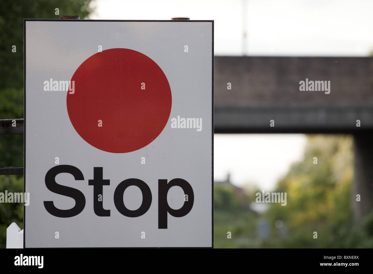 A passive railway stop sign at Halesworth Station in Suffolk Stock ...
