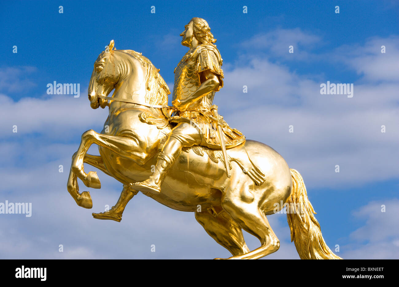 GERMANY Saxony Dresden Gilded statue by Ludwig Wiedemann known as ...