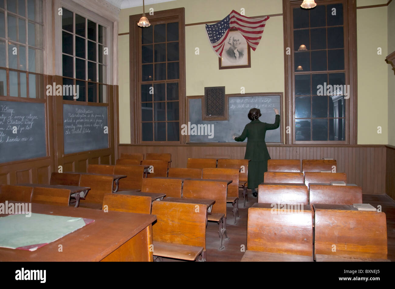 Schoolroom reproduction in State Museum in Albany, the state capital of ...