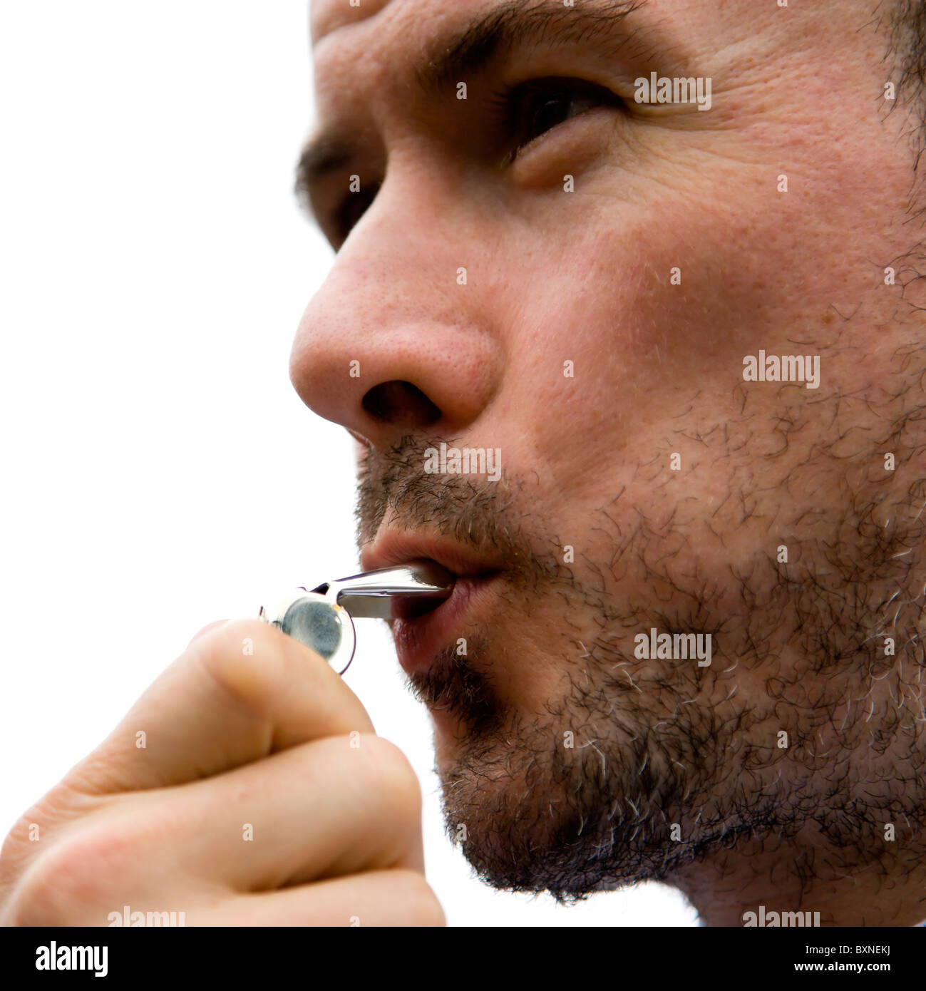 Sport, Ball Games, Referees, Male referee blowing whistle Stock Photo ...